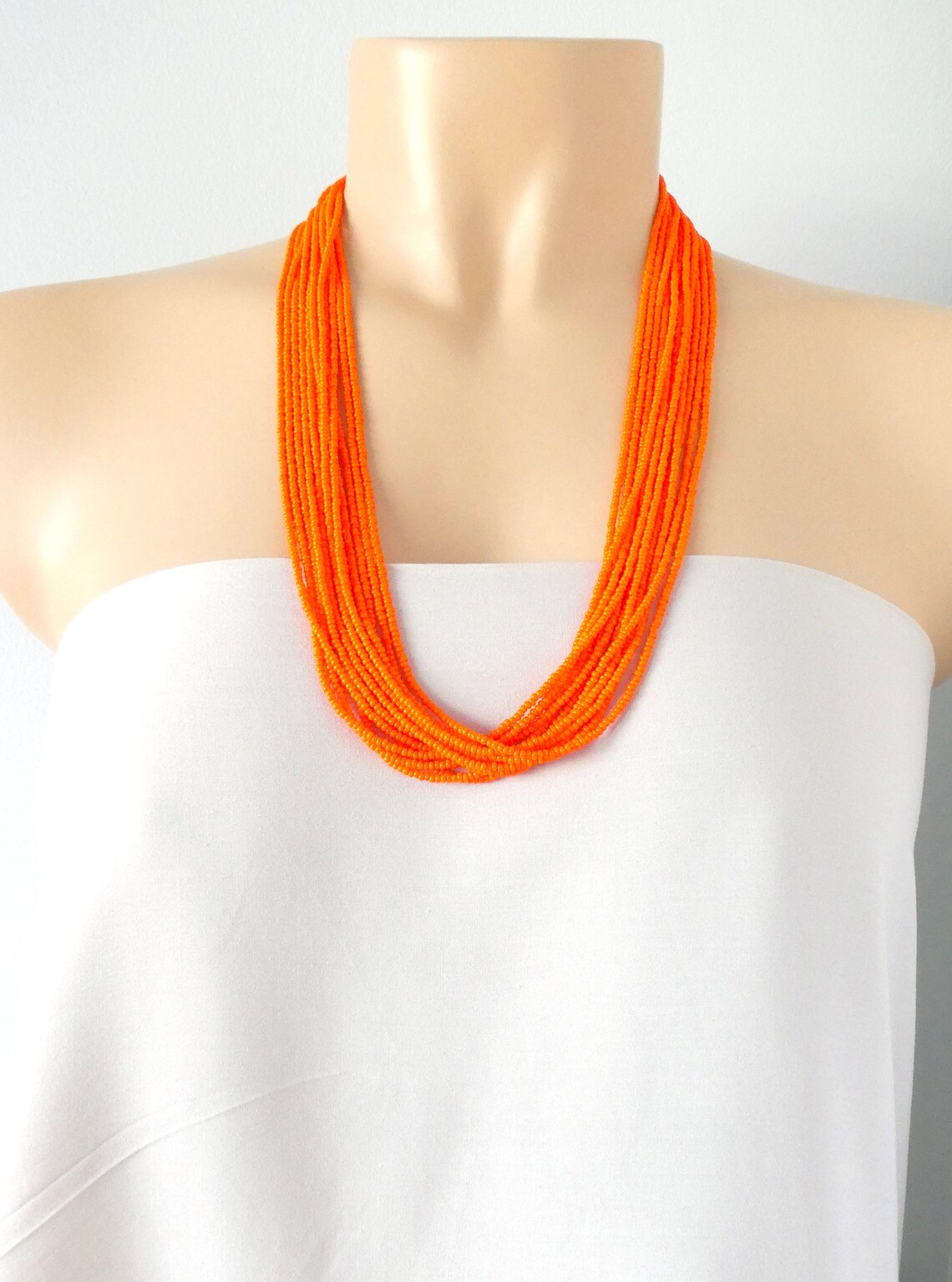 Orange Necklace Bright Orange Necklace Statement Necklace - Etsy