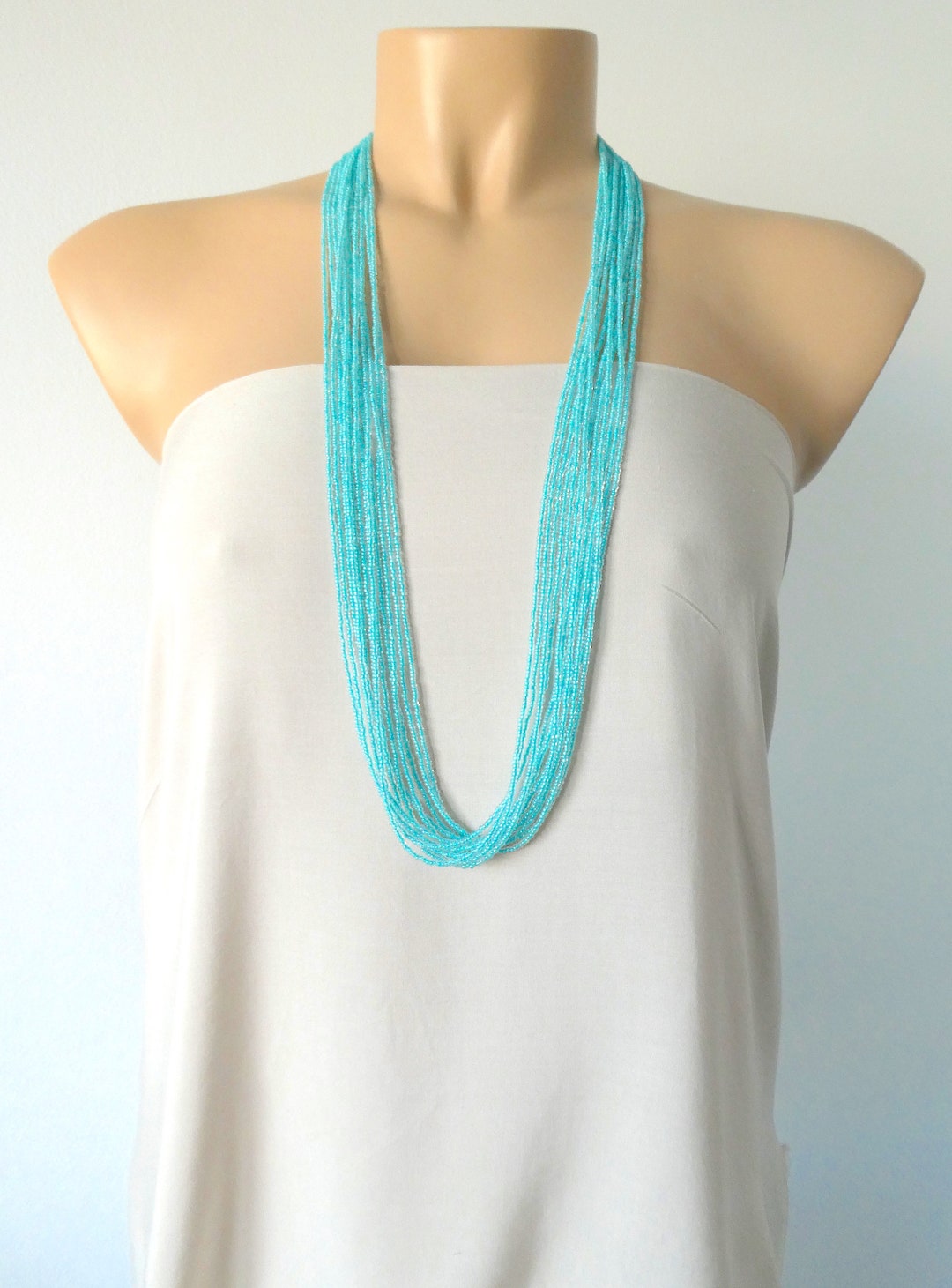 Long Boho Multi Strand Turquoise Necklace - Etsy
