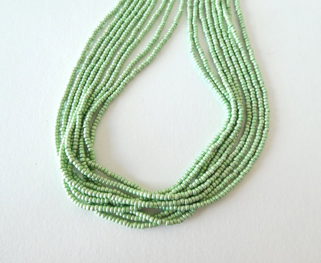 Sage Green Beaded Necklace , Light Green Bridesmaids Jewelry , Bohemian ...