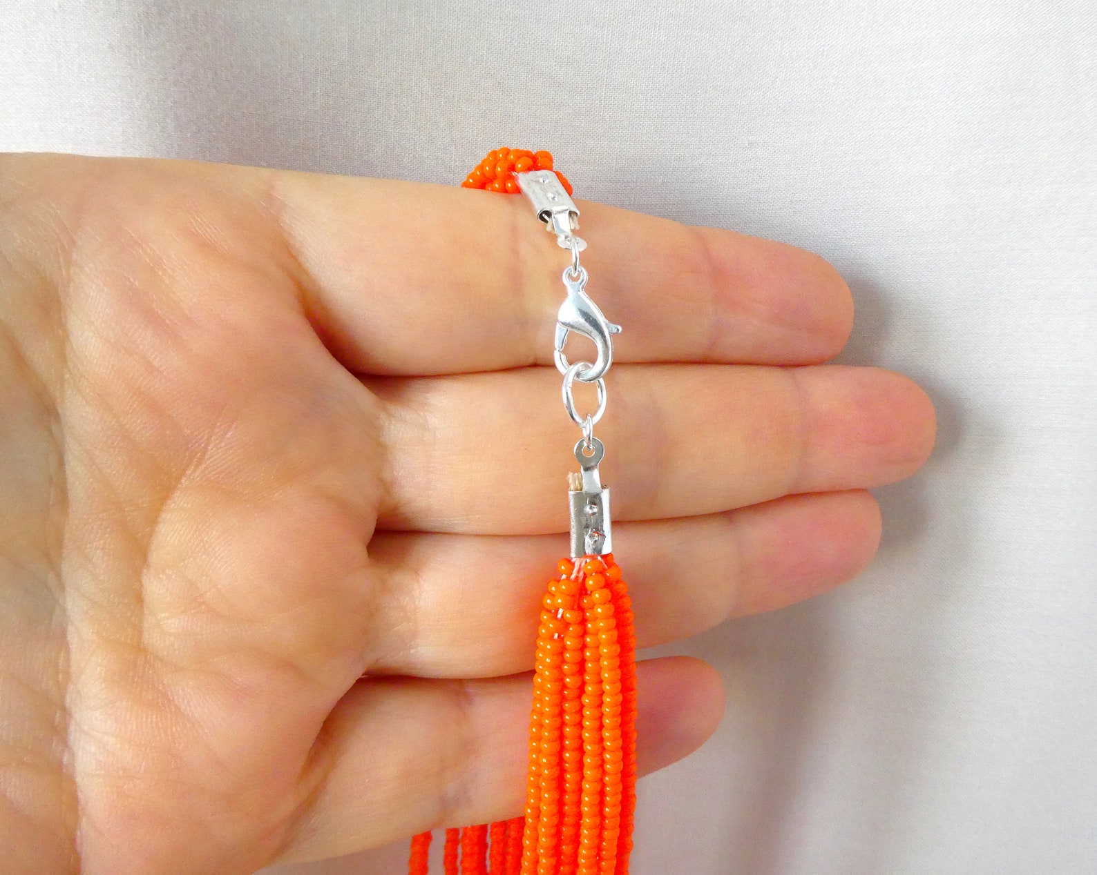 Orange Necklace, Bright Orange Necklace, Statement Necklace, Boho ...