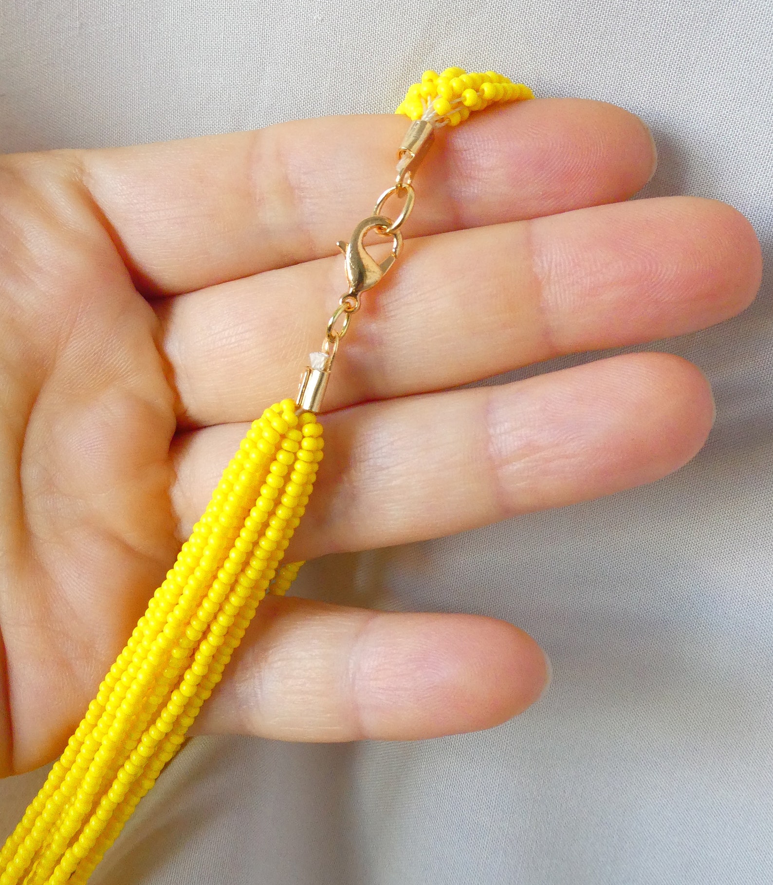 Long Yellow Beaded Necklaceyellow Boho Necklacebridesmaids | Etsy