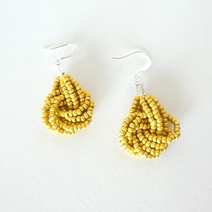 Mustard Beaded Earrings, Dangle Earrings, Gift for Her, Bridesmaids ...
