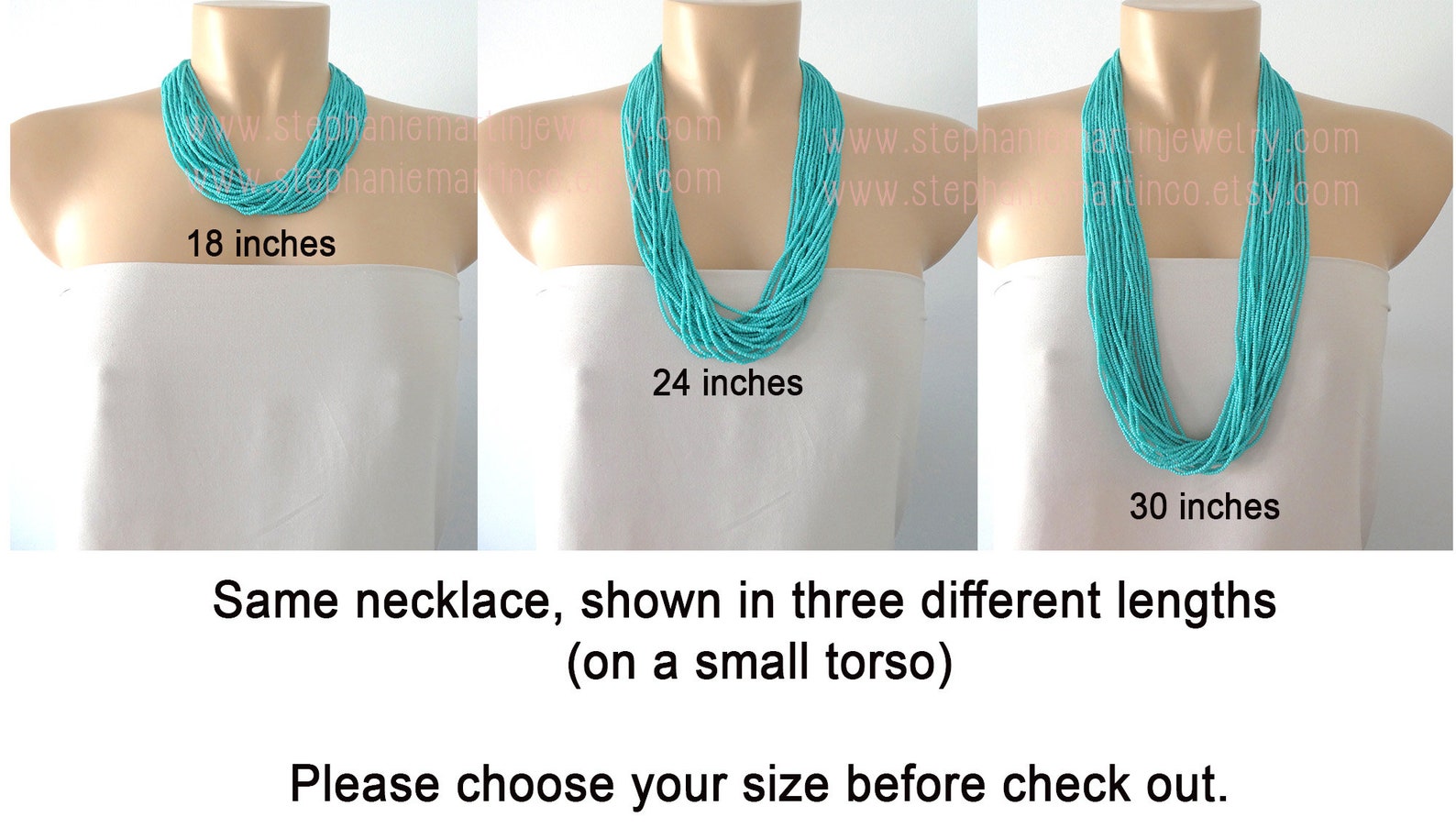 Long Turquoise Necklace, Boho Multistrand Necklace, Blue Turquoise ...