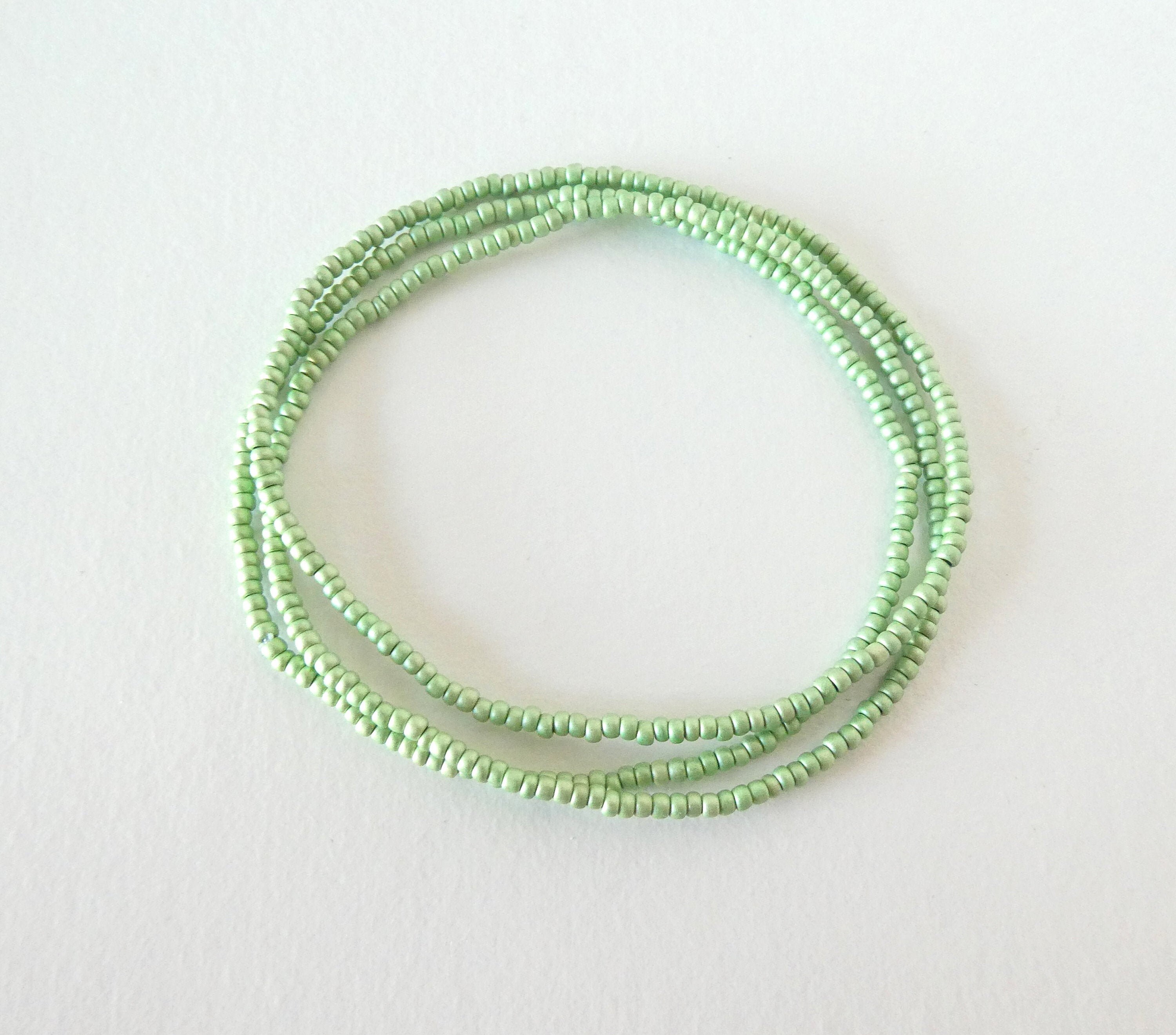 Moss Green Bracelets, Beaded Elastic Bracelets, Stacking Bracelets ...
