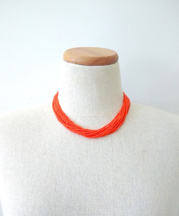Orange necklace bright orange necklace statement necklace | Etsy