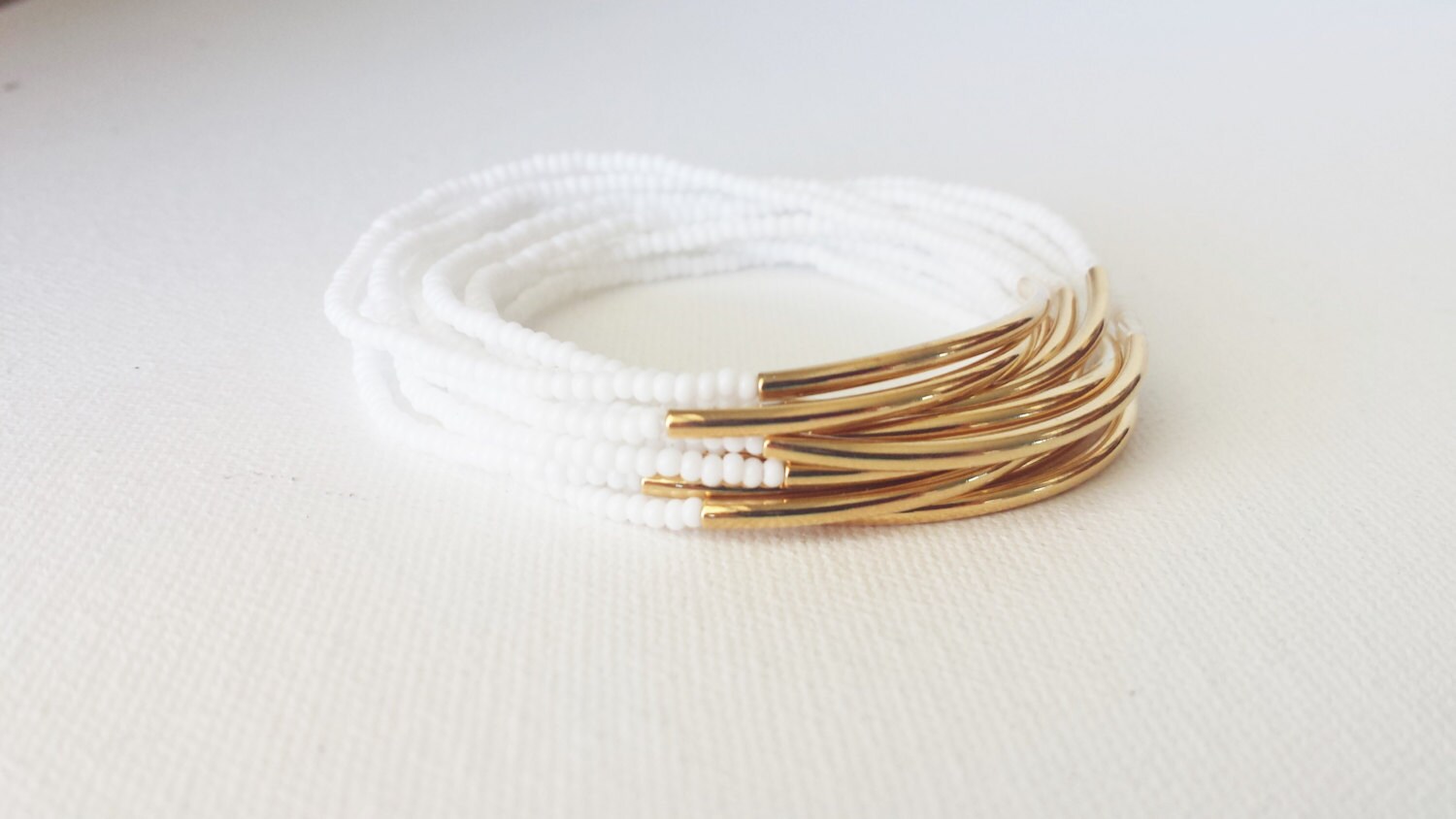 Stacking Elastic Bracelets Set of 3 White Stretchy Bracelets | Etsy