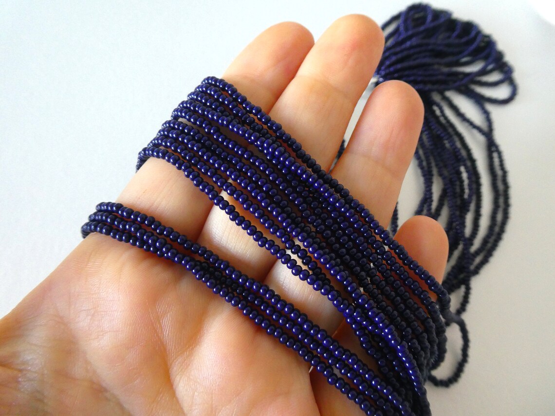 Navy Blue Necklace, Dark Blue Necklace, Beaded Statement Necklace ...