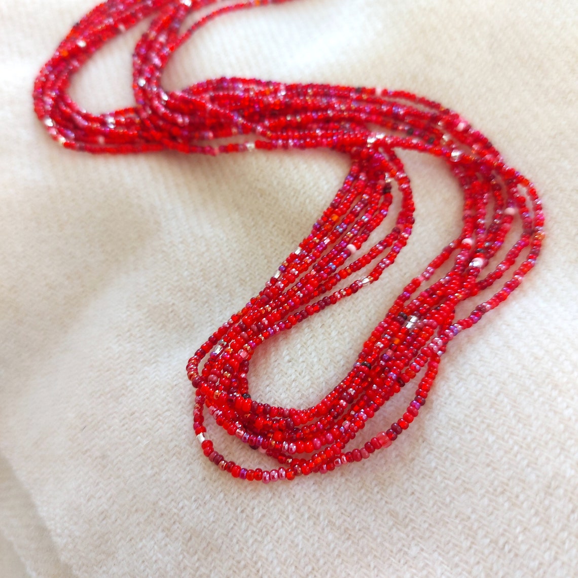 Red Necklace Long Boho Necklace Ombre Red Necklace - Etsy