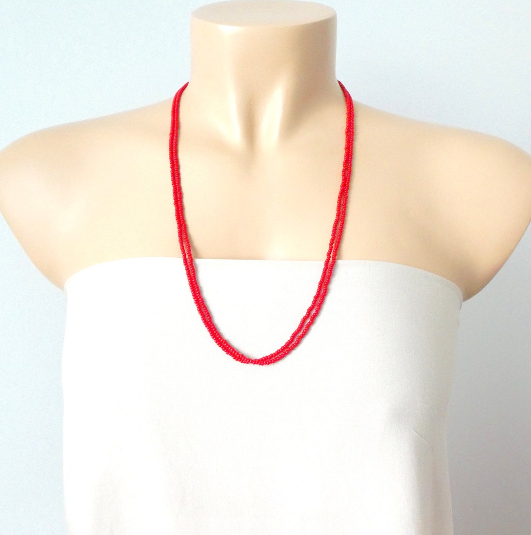 Red Minimalist Necklace, Minimalist Necklace, Dainty Red Necklace ...