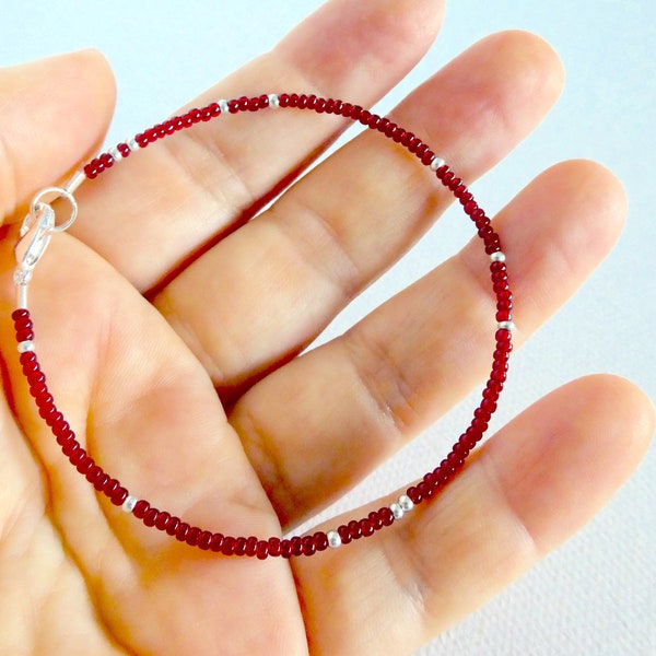 Dark Red Bracelet - Etsy