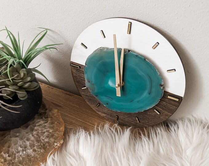 Mini/cutie 8 Green Agate COLOR BLOCK WALL Clock,wood Clock,boho Decor ...