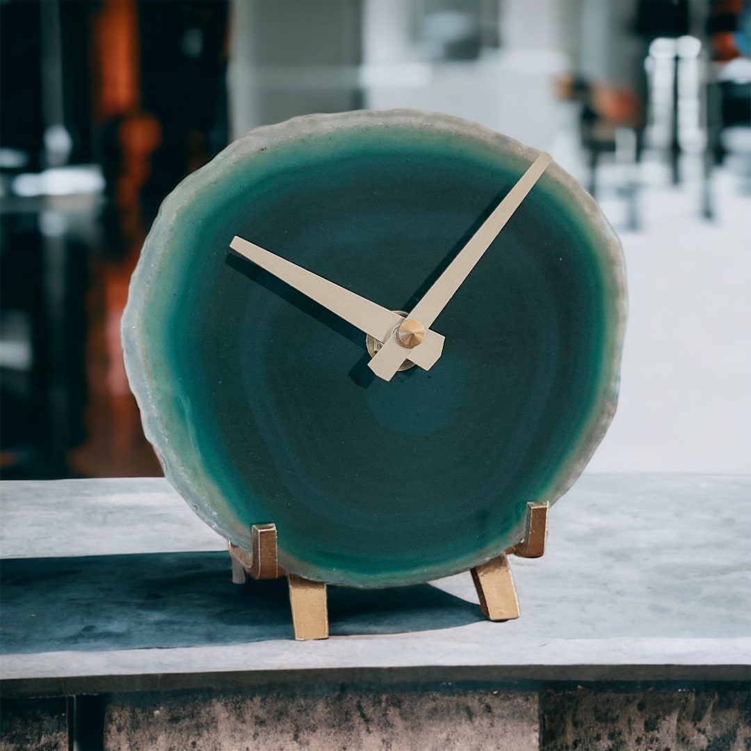 GREEN AGATE CLOCK, Agate Clock, Boho Decor, Rock Enthusiast Gift ...