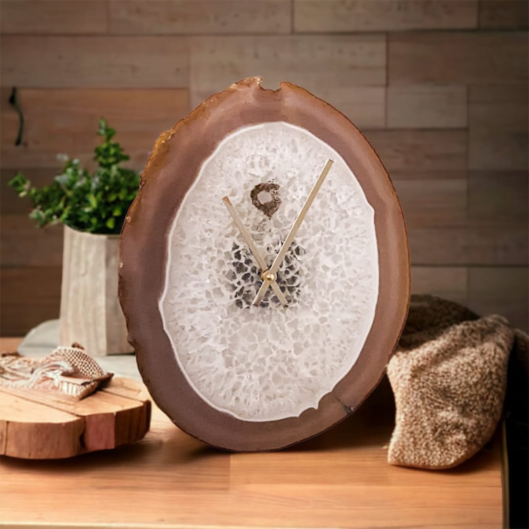 12 NATURAL AGATE CLOCK White Agate Wall Clock Boho - Etsy