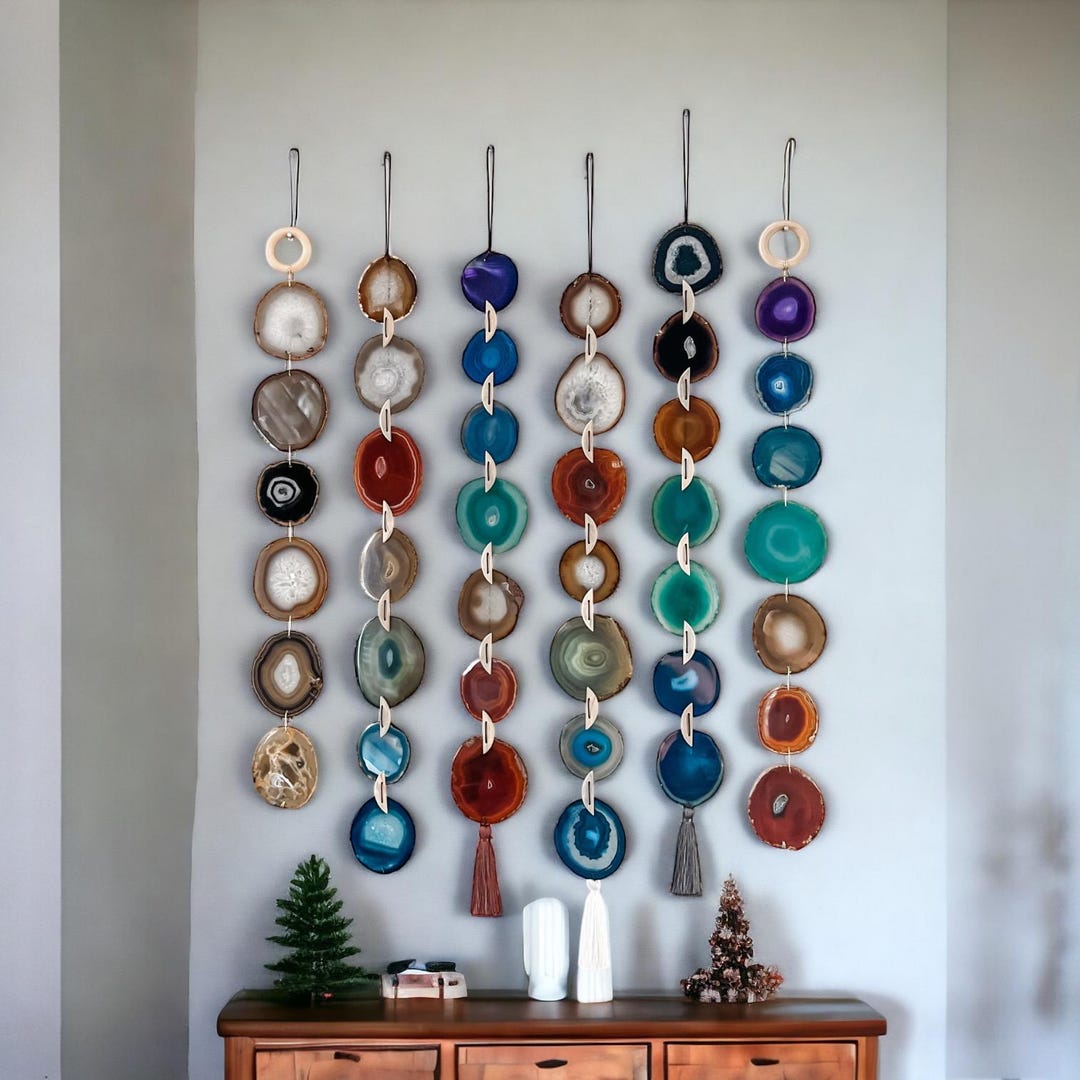 HOLIDAY GIFT BUNDLE No. 3 Agate Wall Hangings, Agate Garland Set, Boho ...