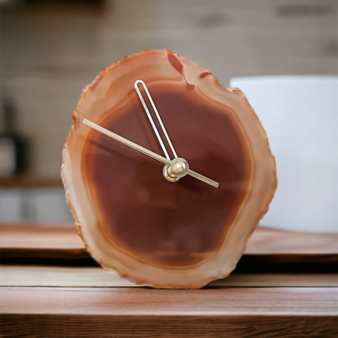 6 Amber AGATE WALL CLOCK Agate Clock Boho Decor Rock - Etsy