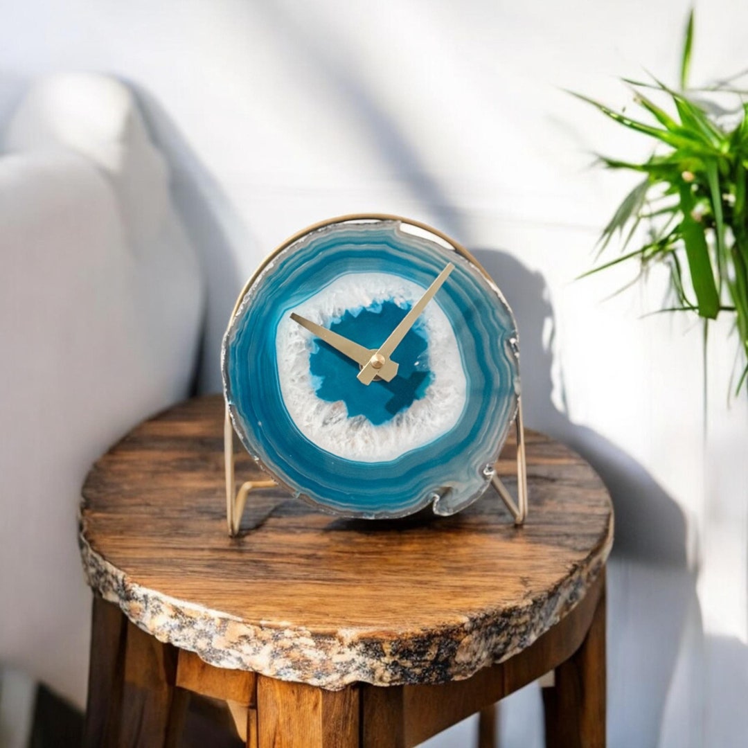 AGATE DESK CLOCK, Choose Color, Boho Decor, Rock Collector/geologist ...