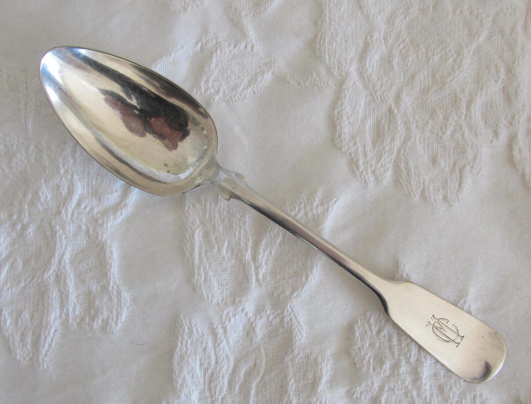 Coin Silver Tablespoon With Monogram Antique Free Shipping - Etsy