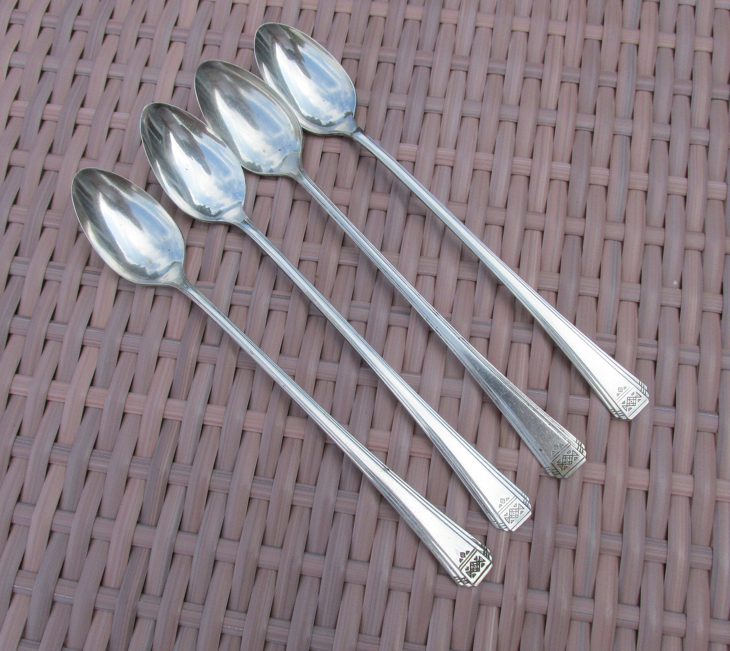 Iced Tea Spoons Set of 4 in skyline / Skycrest Silver Plate Pattern ...