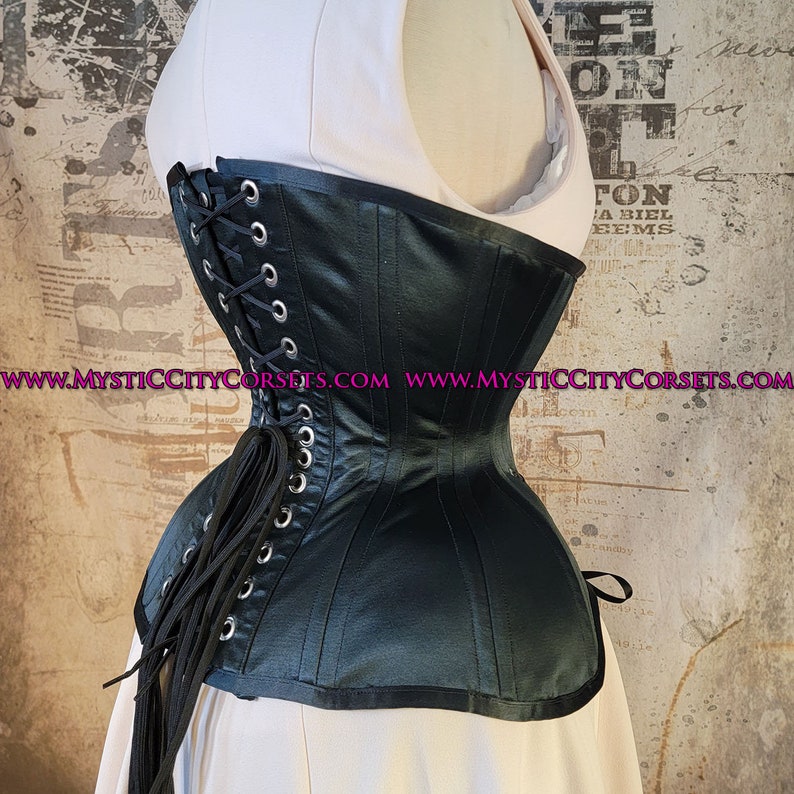New MCC15 Conical/wide Hips Black Satin Corset Waist Training ...