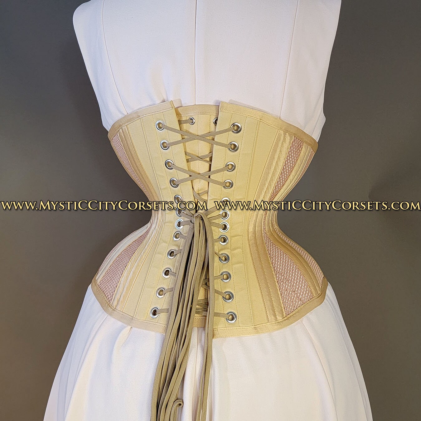 MCC-44L With Hip Ties, Zipper/cotton/buttercream Sport Mesh Underbust ...