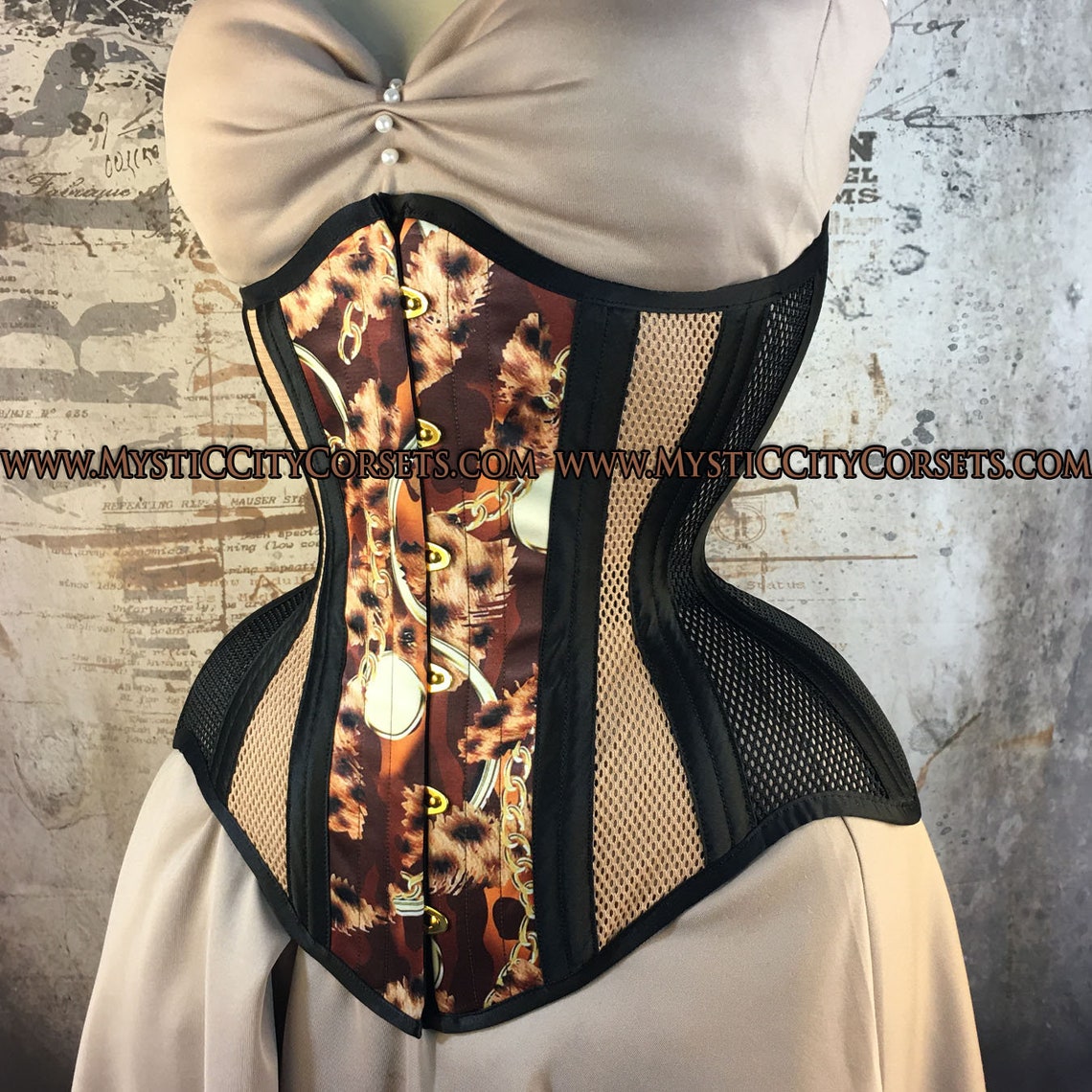 MCC-112 "anti-muffin" Long Torso Printed Satin Sport Mesh Underbust ...