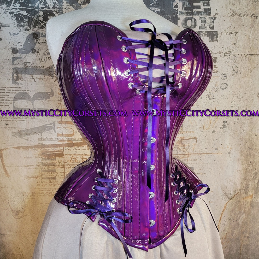 New MCC-30S Iridescent Purple PVC Overbust Tightlacing Corset Mystic ...