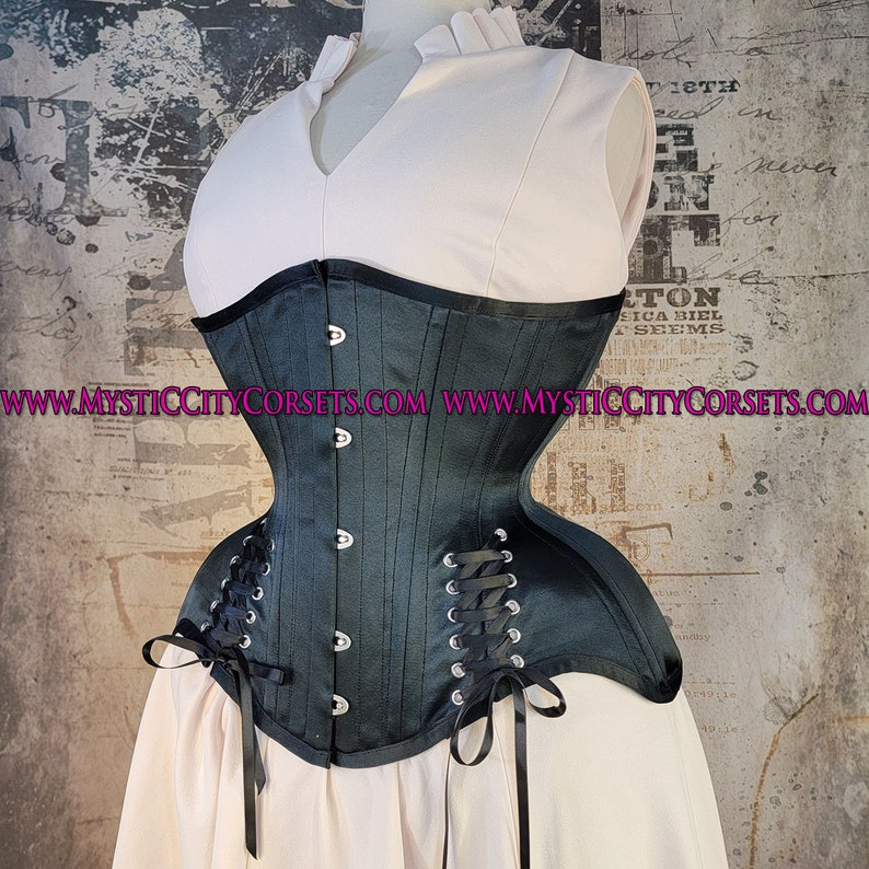 New MCC15 Conical/wide Hips Black Satin Corset Waist Training ...