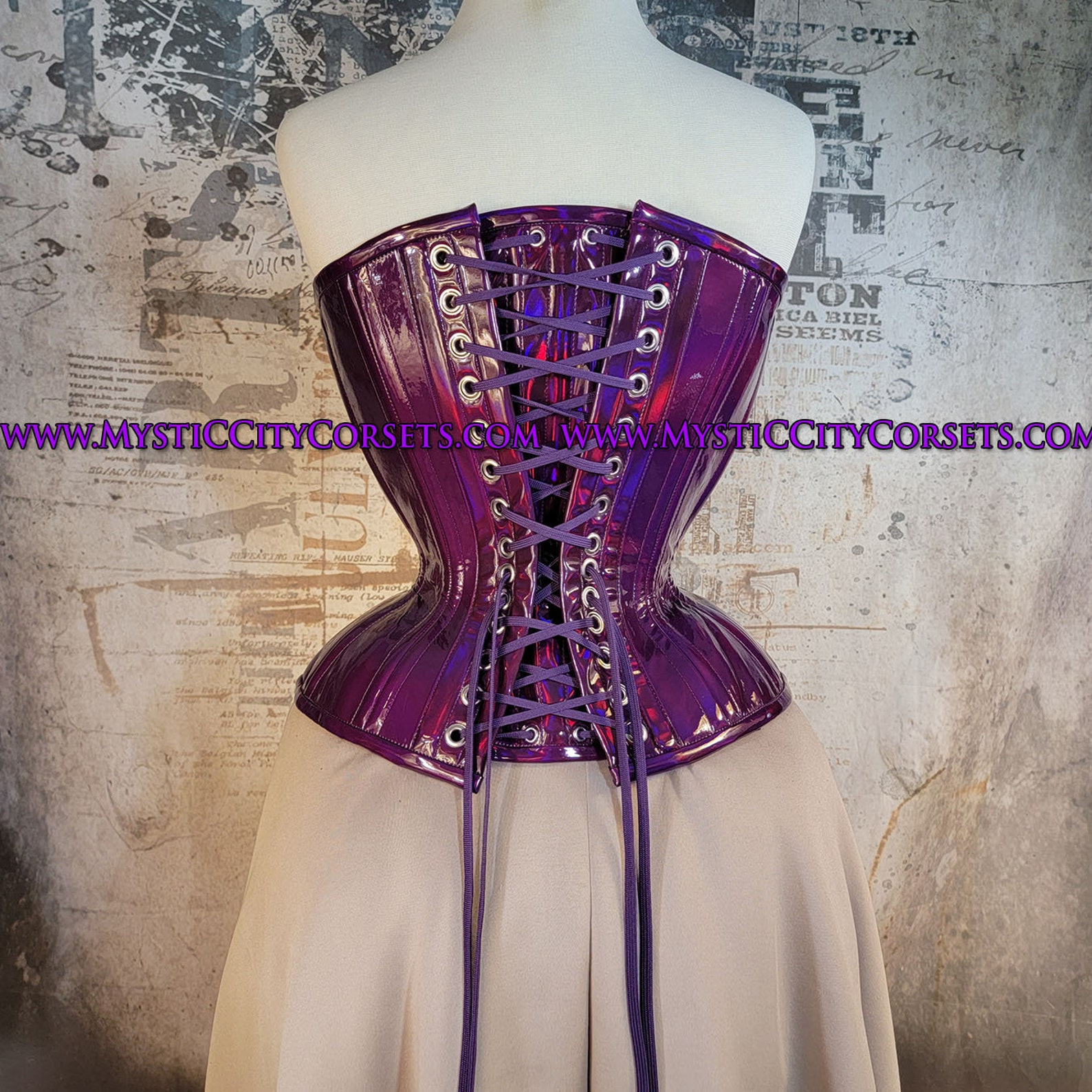 New MCC-30S Iridescent Purple PVC Overbust Tightlacing Corset Mystic ...