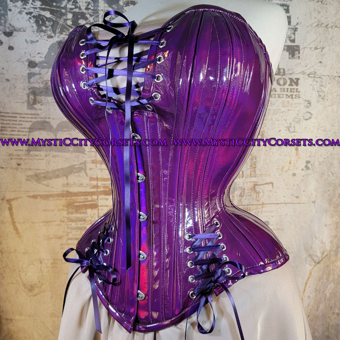 New MCC-30S Iridescent Purple PVC Overbust Tightlacing Corset Mystic ...