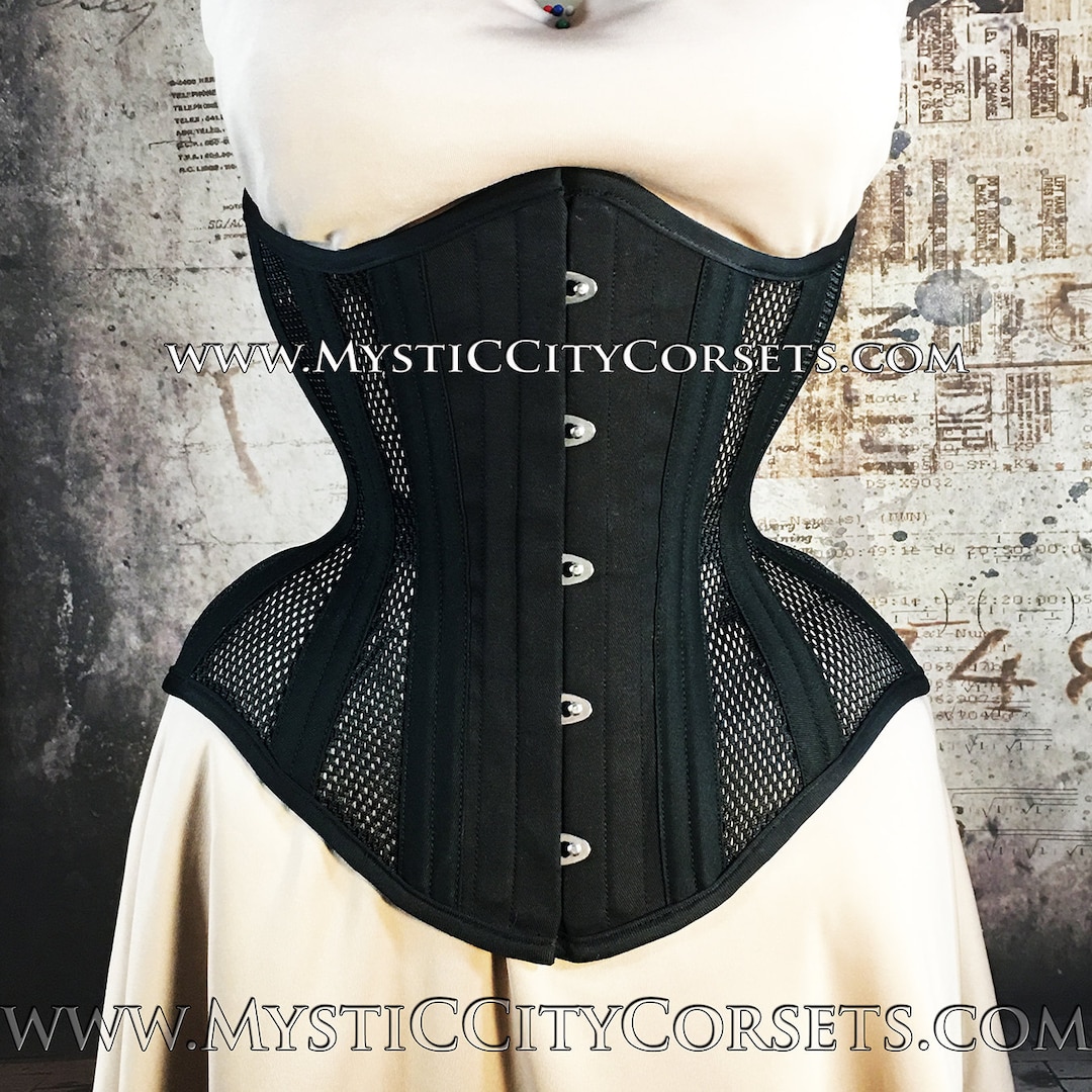 New MCC-75 Black Cotton/black Mesh Underbust Tightlacing Waist Training ...
