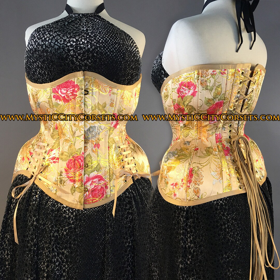 New MCC-69 Floral Brocade Satin Underbust Tightlacing Waist Training ...