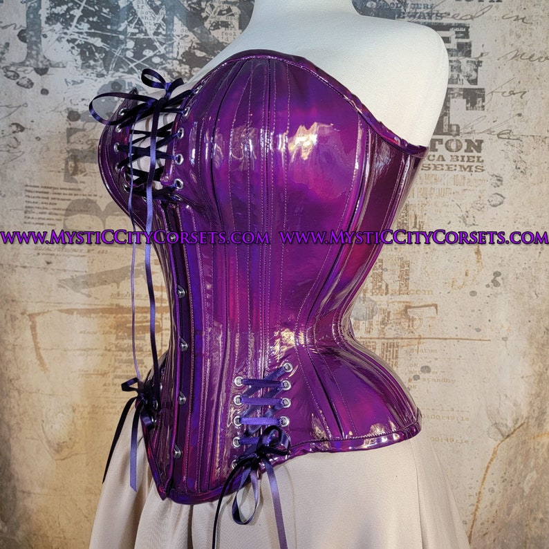 New MCC-30S Iridescent Purple PVC Overbust Tightlacing Corset Mystic ...