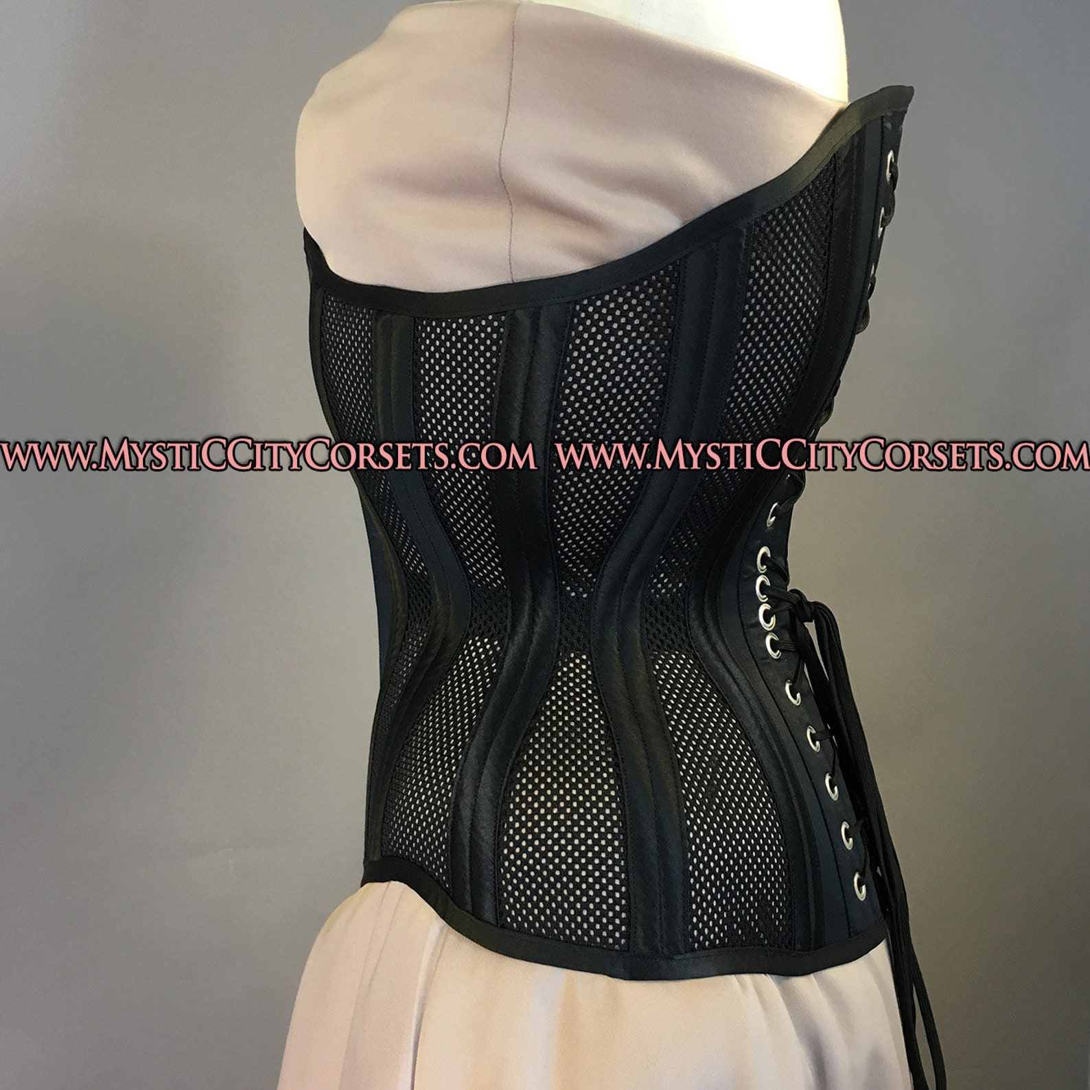 New MCC-90 Black Satin Black Sport Mesh Underbust Long Line - Etsy