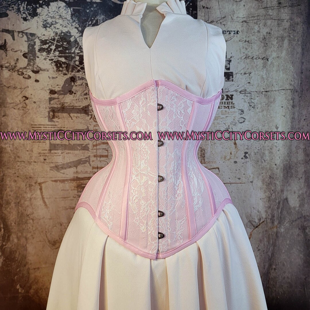 MCC-57A Long Line "anti-muffin" Pink Cotton Lace Underbust Waist ...
