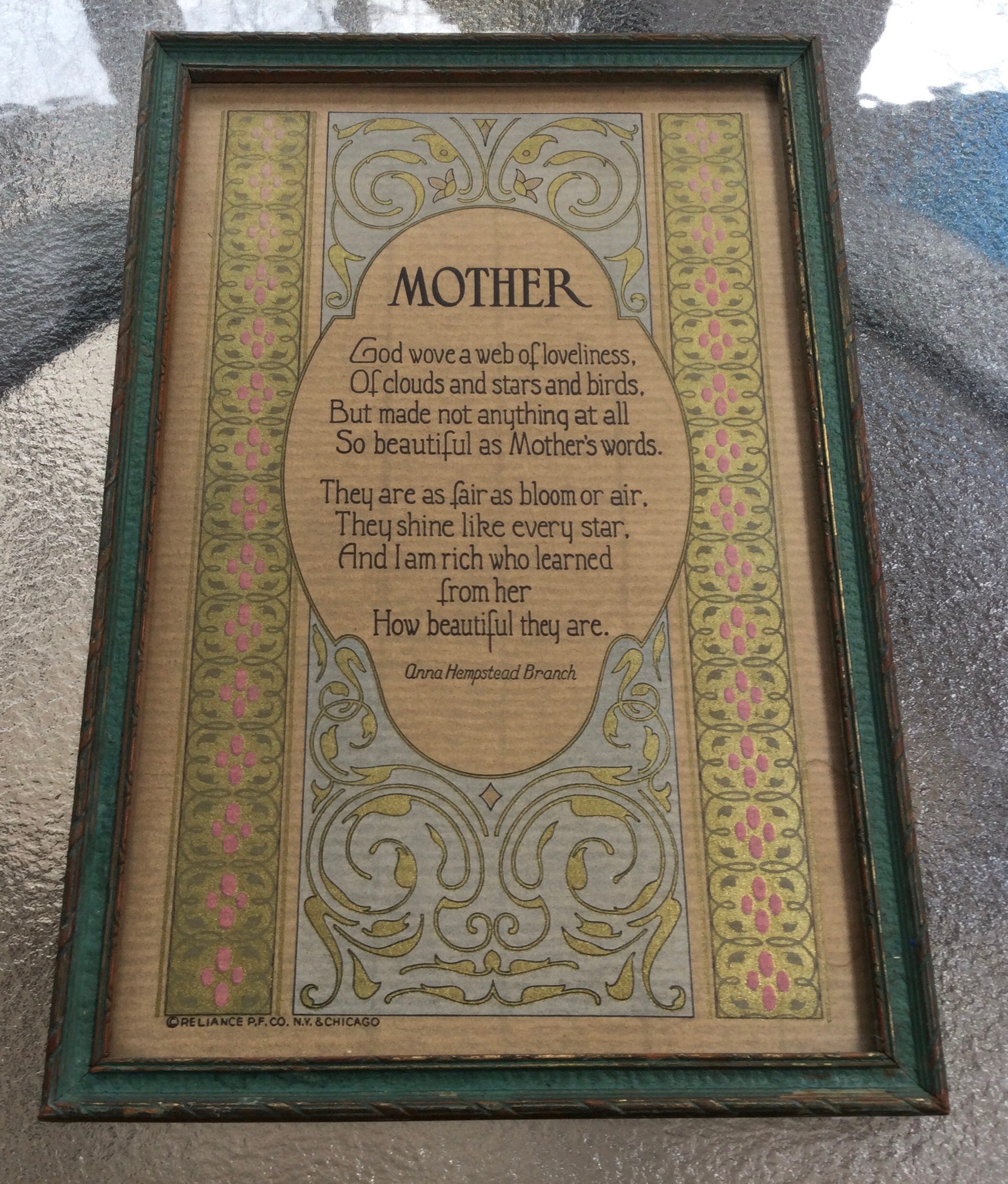 Vintage Framed Mother Poem by Anna Hempstead Branch - Etsy