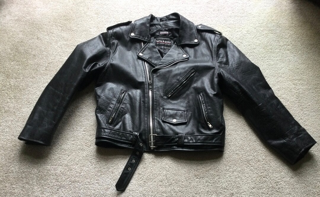Vintage Wilsons Black Leather Biker Jacket With Thinsulate Lining XL - Etsy
