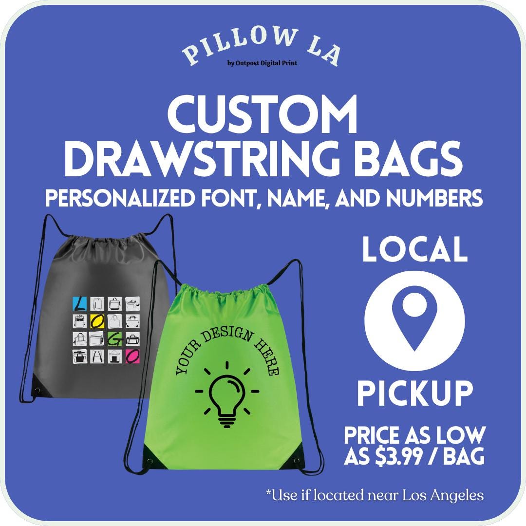 Personalized Nylon Drawstring Bag – Custom Design, Los Angeles Pickup ...