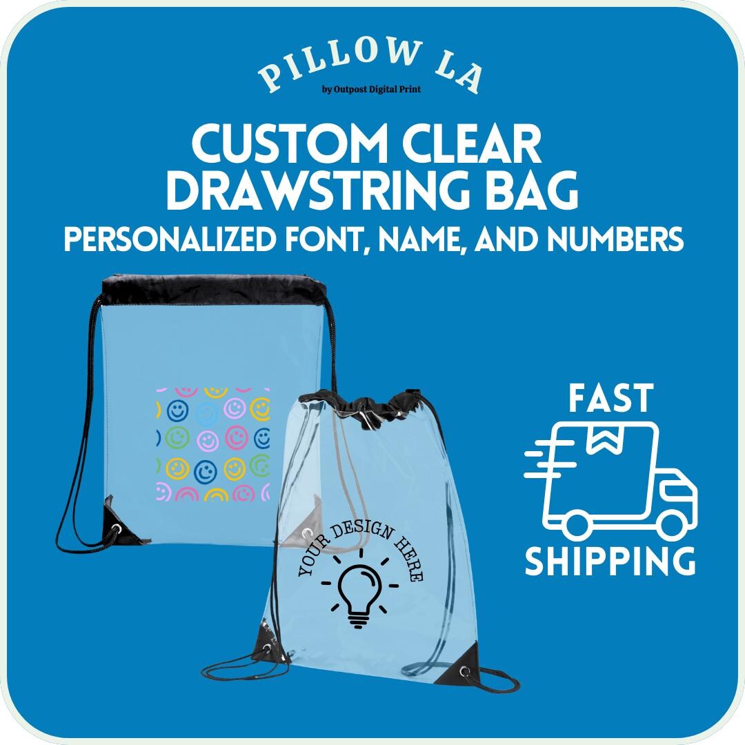 Personalized Clear Drawstring Bag- Custom Design - Perfect for Gym ...