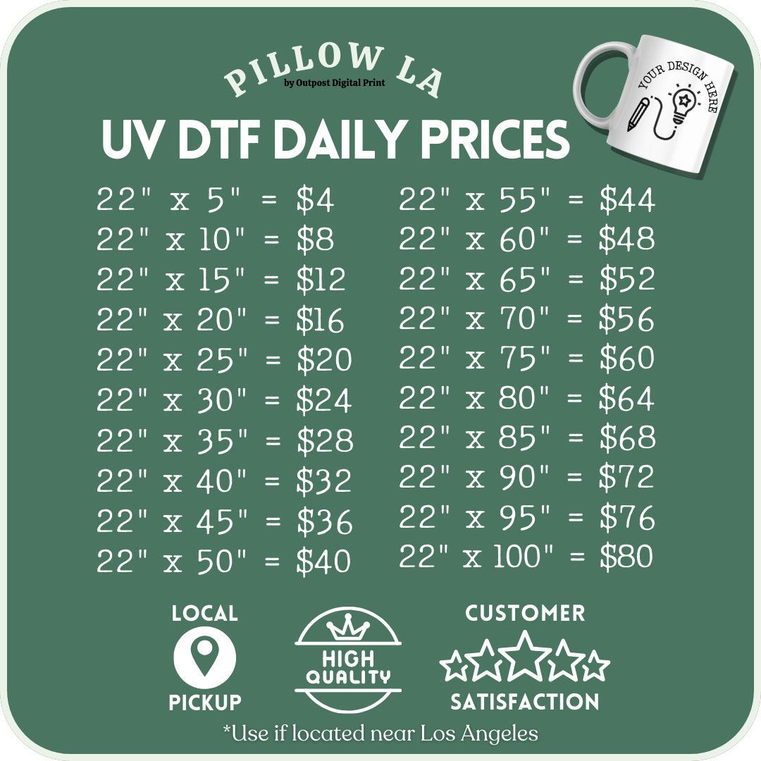 Los Angeles Pickup "only" - Custom UV DTF Gang Sheet 22"width Transfer ...