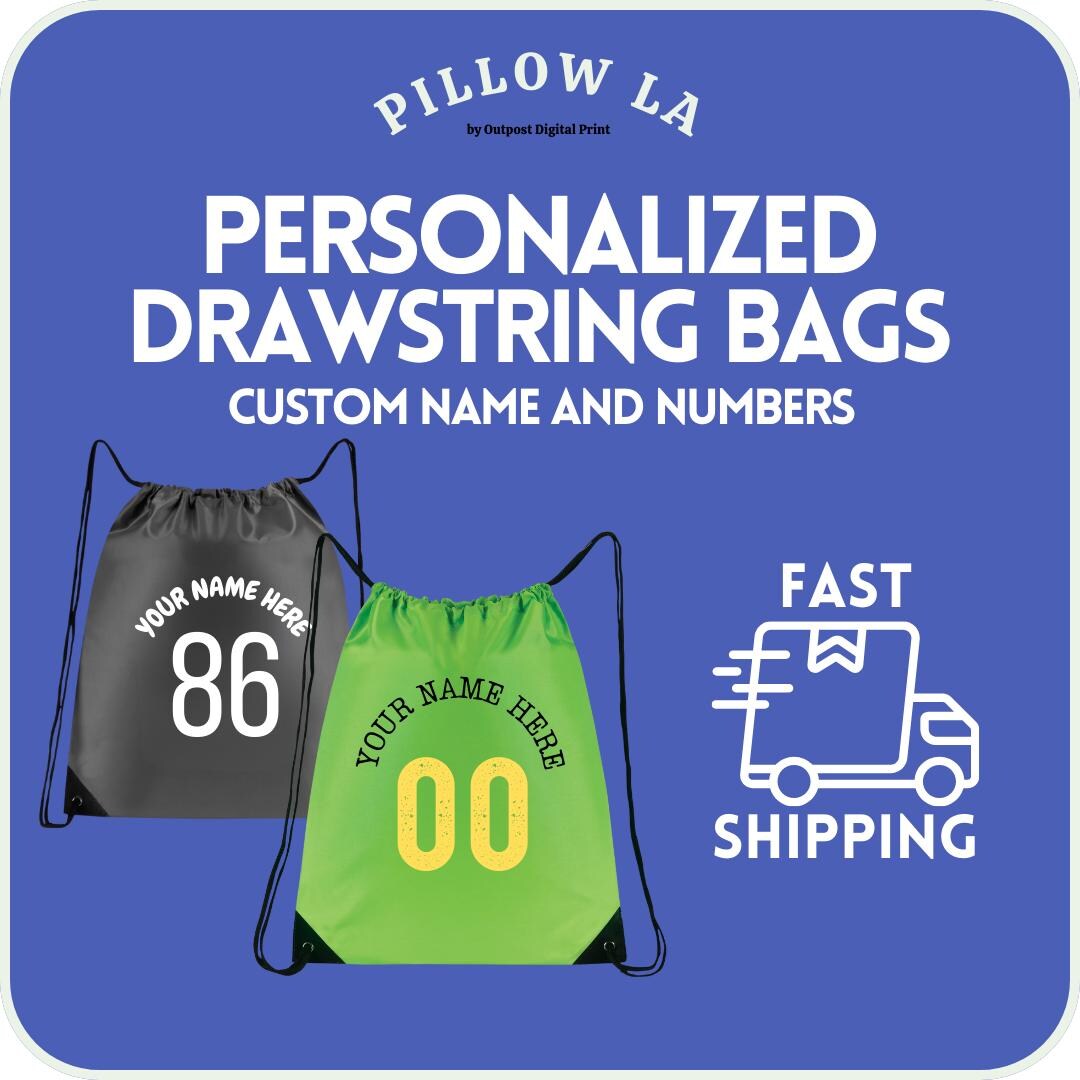 Personalized Drawstring Bag - Custom Names and Numbers - Perfect for Gym, School, Travel, and ...
