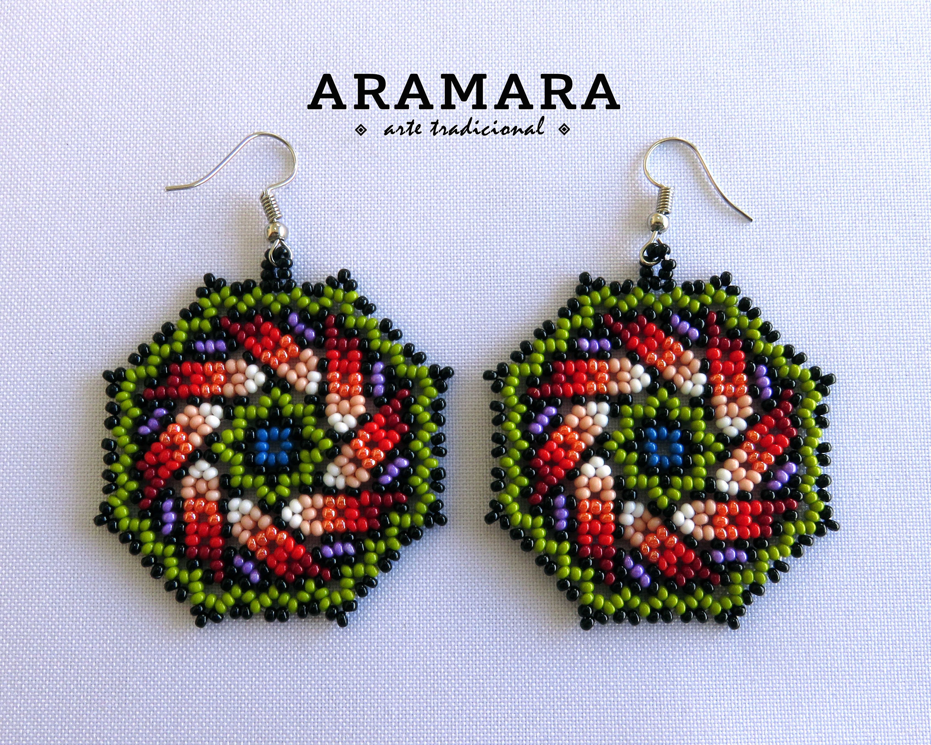 Mexican Jewelry Huichol Earrings Mandala Earrings Native | Etsy