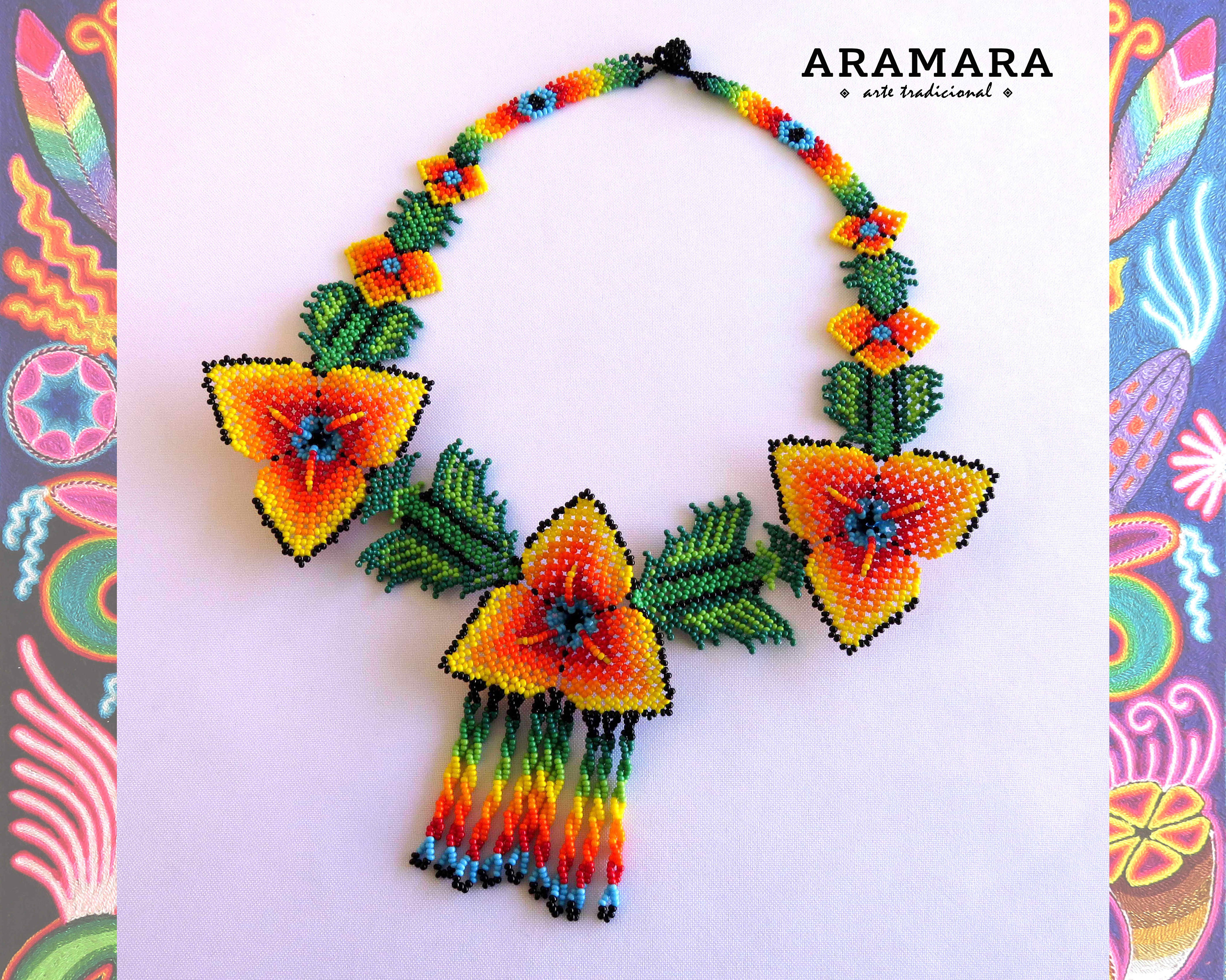 Native American Necklace, Mexican Jewelry, Mexican Necklace, Huichol ...