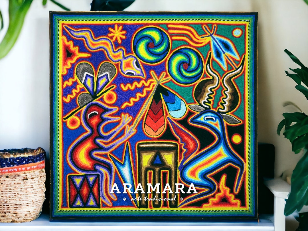 12" Huichol Painting, Mexican Art, Mexican Painting, Mexican Decor ...
