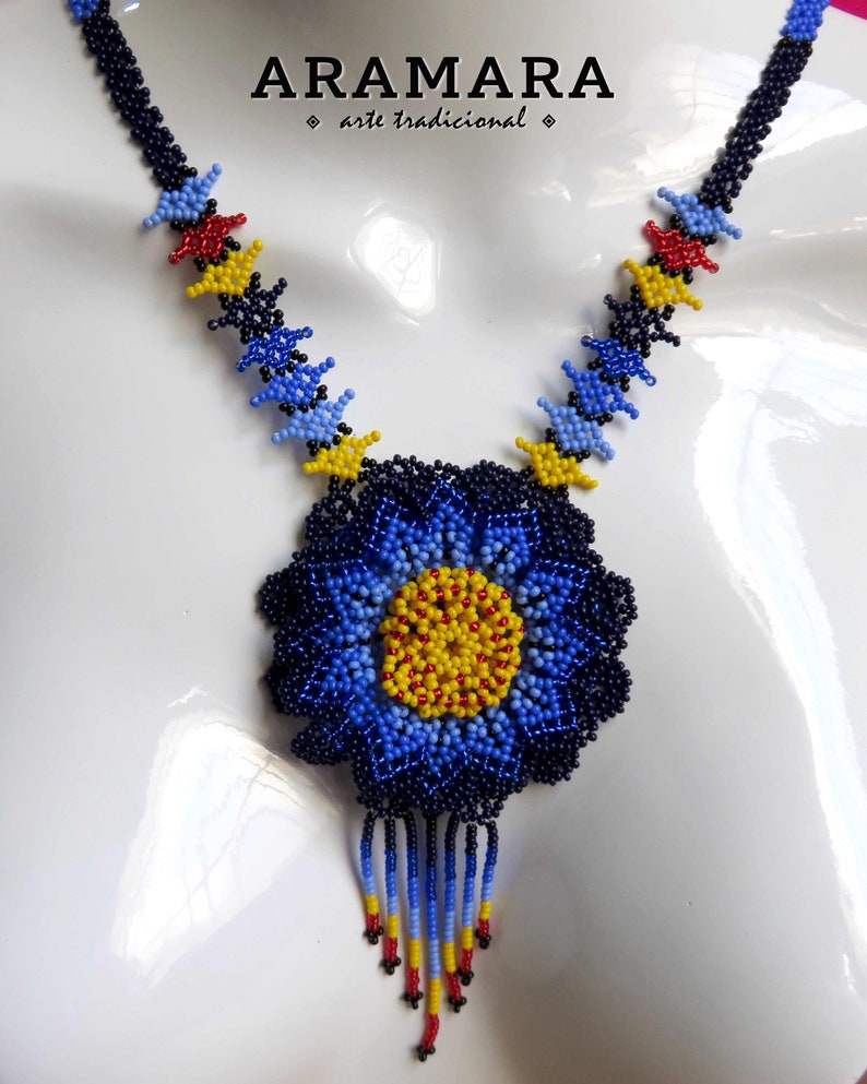 Huichol Jewelry Mexican Jewelry Mexican Necklace Flower | Etsy