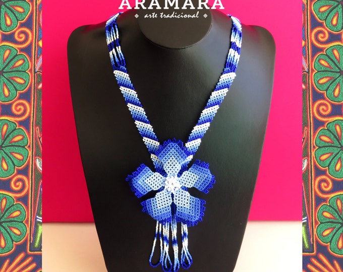 Flower Necklace Huichol Necklace Mexican Jewelry Huichol Jewelry