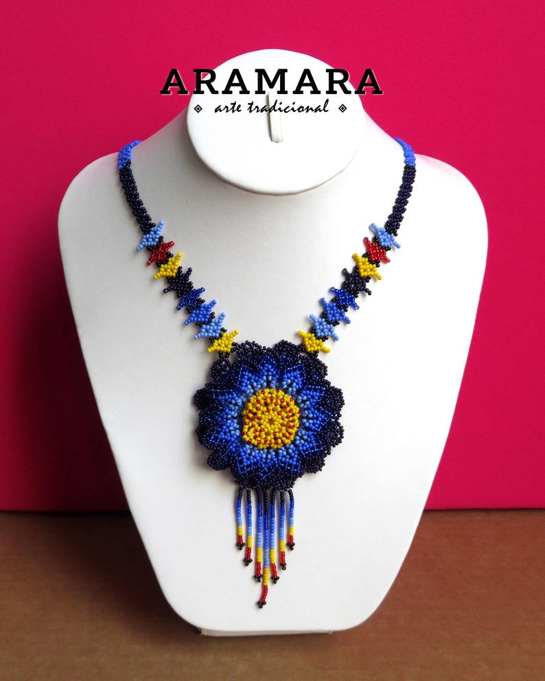 Huichol Jewelry Mexican Jewelry Mexican Necklace Flower Etsy