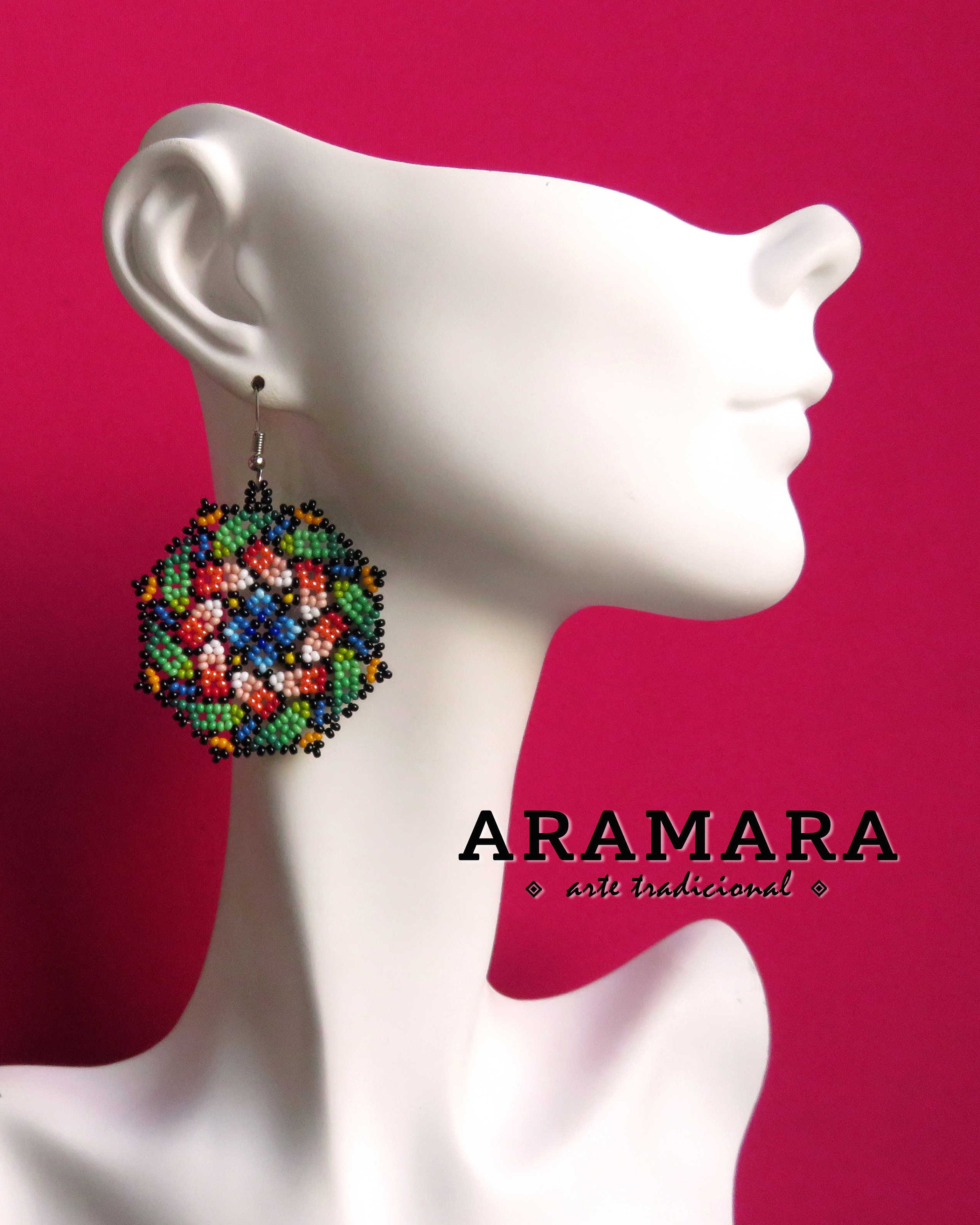 Huichol Earrings Mexican Jewelry Mandala Earrings Mexican | Etsy