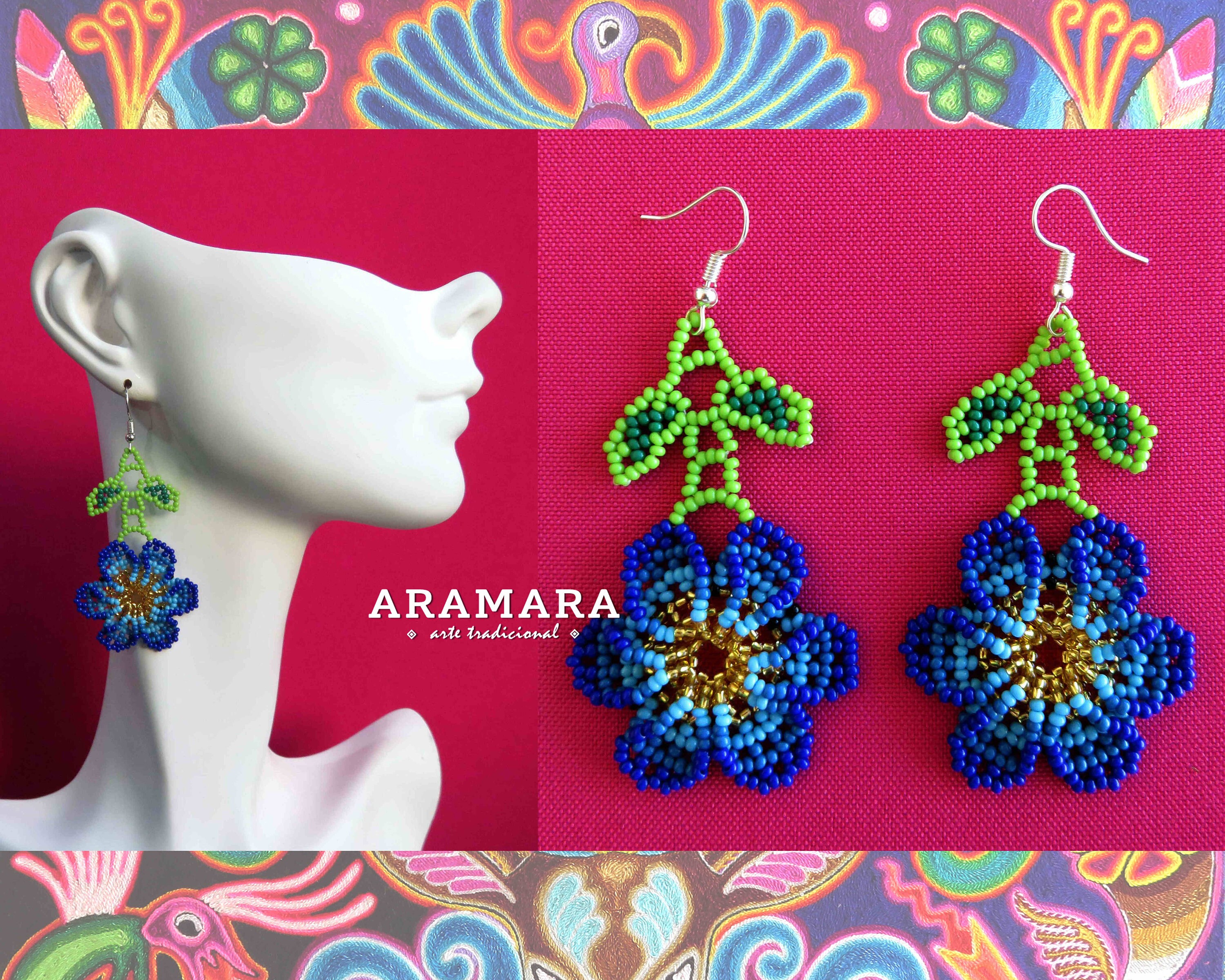 Mexican earrings Native american earrings Mexican folk art | Etsy