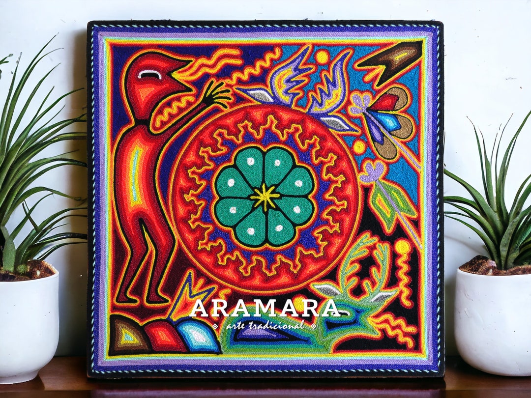 12" Huichol Painting, Mexican Folk Art, Native Art, Huichol Art ...
