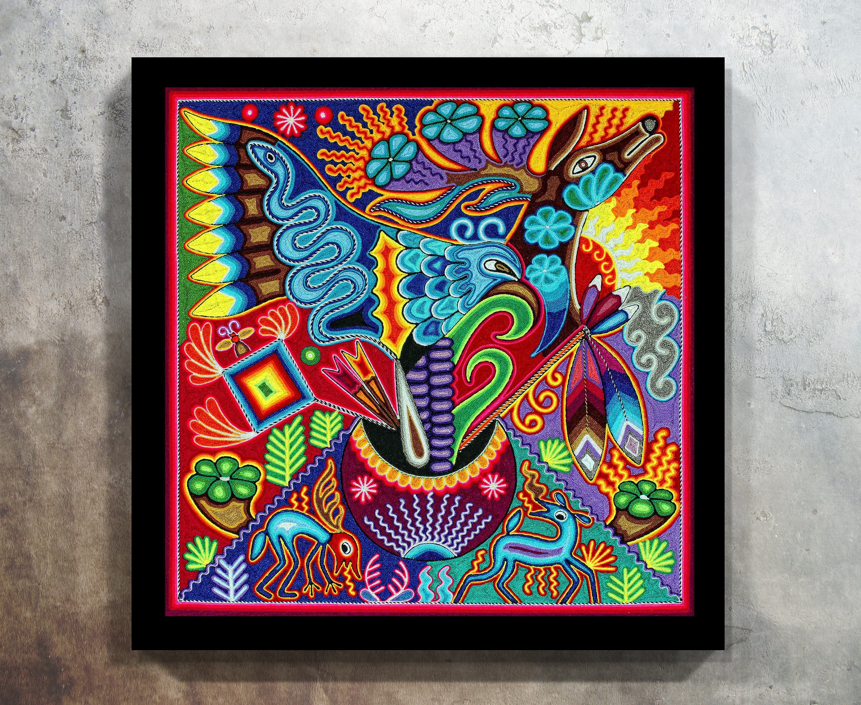 Huichol Print, Mexican Art, Mexican Print, Mexican Painting, Mexican ...